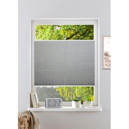 Plissee OTTO HOME, B:80cm H:130cm, grau, Obermaterial: 100% Polyester, Kinderzimmer, Plissees, "WILLA", NEUHEIT in Leinenoptik, Klemmfix, f&uuml;r Fenster