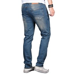 Herren Slim-fit-Jeans "ASLuca", blau, Gr. 34, Alessandro Salvarini, Destroyed-Effekte, leichte Abriebeffekte, Denim/Jeans, Obermaterial: 98%