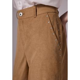 Damen Culotte, braun, Gr. 46, STREET ONE STUDIO, unifarben, Stoff, 97% Polyester, 3% Elasthan, Hosen, High Waist
