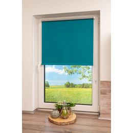 Seitenzugrollo K-home, B:70cm H:200cm, blau, Polyester, Rollos, "Thermo Klemmfix-Rollo", 1 St&uuml;ck