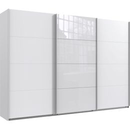 Schwebet&uuml;renschrank wimex "Norderstedt", wei&szlig; (wei&szlig;, glas wei&szlig;), B:313cm H:236cm T:64cm, Holzwerkstoff, Schr&auml;nke, Schwebet&uuml;renschrank, INKLUSIVE 2 Stoffboxen und 2 zus&auml;tzliche Einlegeb&ouml;den, mit Glast&uuml;r