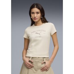 T-Shirt Puma "CLASS GRAPHIC TEE", Damen, Gr. L, alpine snow, Jersey, Obermaterial: 100% Baumwolle, bedruckt, regular fit normal, Rundhals, Shirts T-Shirt, Regular Fit, Kurzarm, Rundhalsausschnitt