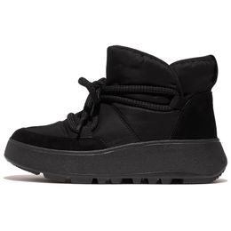 fitflop Damen Winterboots "F-MODE", Gr. 36, schwarz, Leder, Polyester, unifarben, Schuhe, Snowboots, Schlupfboots mit Plateau