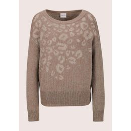 Madeleine Mode MADELEINE Damen Longpullover "Pullover Kurzer Intarsienpullover mit Leo-Design", braun, Modern, Gr. 36, Obermaterial: 32% Polyacryl PAN. 27% Polyamid