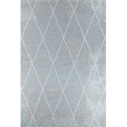 Teppich Tom Tailor HOME, B:50cm H:5mm L:80cm, blau, Wolle, Wohnzimmer, Teppiche, "Fine Lines", Flachgewebe, Rauten Design, ideal im Wohnzimmer &