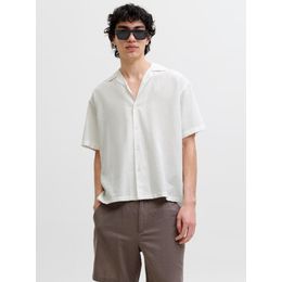 Jack & Jones JACK & JONES Herren Kurzarmhemd "JJEBREEZE LINEN BLEND RESORT SHIRT SS SN", wei&szlig;, Gr. XL, unifarben, Web, Obermaterial: 70% Baumwolle, 30% Leinen,