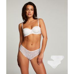 Hunkem&ouml;ller HUNKEM&Ouml;LLER Damen Slip "2er-Pack Slips Angie", Gr. Lwei&szlig;, 86% Polyamid, 14% Elasthan, Unterhosen