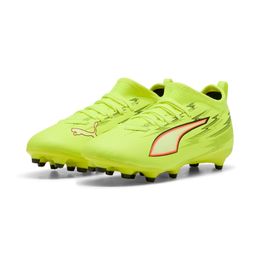 Fu&szlig;ballschuh Puma "ULTRA 6 MATCH FG/AG JR", Kinder, Gr. 37, gelb alert, Puma schwarz, glowing rot, lime squeeze, Synthetik, Schuhe Fu&szlig;ballschuh, mit Schn&uuml;rung, niedrige Schuhh&ouml;he, Obermaterial aus Synthetik