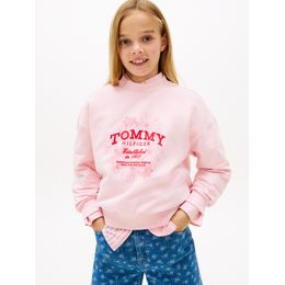 Sweatshirt Tommy Hilfiger, M&auml;dchen, Gr. 7 (122), duchess pink, Sweatware, Obermaterial: 78% Baumwolle, 18% Polyester, 4% Elasthan, regular fit normal, Rundhals, eingesetzt Rippb&uuml;ndchen, Sweatshirts Sweatshirt, Regular fit, Kinder bis 16 Jahre