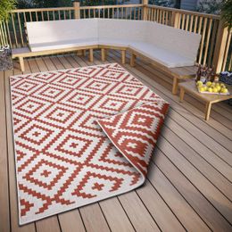 Teppich OTTO HOME "Ronda Wendeteppich", orange (terra, creme), B:160cm H:5mm L:230cm, Kunstfaser, Teppiche, Teppich, Sisal-Optik, Flachgewebe, In- und Outdoor, geometrisches Boho Design