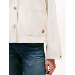 Tommy Hilfiger Damen Kurzjacke "COTTON SHORT JACKET", beige, Gr. L, unifarben, Web, Obermaterial: 100% Baumwolle, Jacken, mit aufgesetzten Taschen,