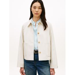 Tommy Hilfiger Damen Kurzjacke "COTTON SHORT JACKET", beige, Gr. XL, unifarben, Web, Obermaterial: 100% Baumwolle, Jacken, mit aufgesetzten Taschen,