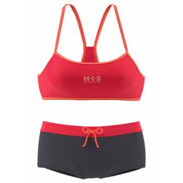 H.I.S. H.I.S Damen Bustier-Bikini, grau, Gr. 36, Colorblocking, kontrastfarbene Details, Polyamid, Bikini-Sets, mit Kontrastdetails