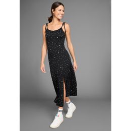 Kangaroos Damen Midikleid, schwarz-wei&szlig;, Gr. 44, bedruckt, gemustert, gepunktet, Single Jersey, Obermaterial: 95% Viskose, 5% Elasthan, Kleider, mit