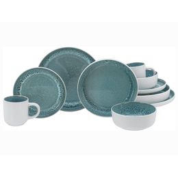 Kombiservice OTTO HOME "modernes Geschirr-Set, Service Novalee", wei&szlig;, eisblau, 10 Stk., Steinzeug, Geschirr-Sets, Kombiservice, hohe Haltbarkeit, sp&uuml;lmaschinen- & mikrowellengeeignet, Reaktivglasur