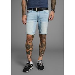 Jeansshorts Bruno Banani "Hutch-Shorts", Herren, Gr. 36, L&auml;nge 32, blau (light blau), Denim/Jeans, Obermaterial: 98% Baumwolle, 2% Elasthan, unifarben, normal kurz, Jeans Jeansshorts, gerade geschnittene kurze Beine, niedrige Leibh&ouml;he