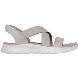 Skechers Damen Sandale "GO WALK FLEX SANDAL-GLIMMER UP", Gr. 39, beige, Textil, Glitzer, Schuhe, Sommerschuh, Schlupfschuh mit Goga Mat Foatbed