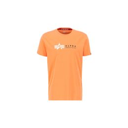 T-Shirt Alpha Industries "Alpha Label T-Shirt", Herren, Gr. S, orange (tangerine), Obermaterial: 100% Baumwolle, Shirts T-Shirt