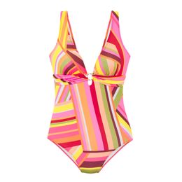 Bruno Banani Damen Badeanzug, orange, Gr. 42, bedruckt, Obermaterial: 80% Polyester, 20% Elasthan. Futter: 100% Polyamid. Miedereinsatz: 78%