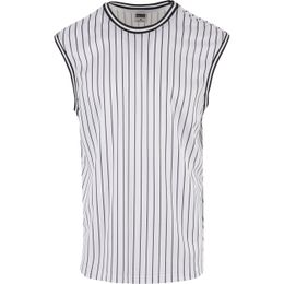 Urban Classics Herren Tanktop "Urban Classics Striped Mesh Tanktop"wei&szlig;, schwarz, Gr. L, 100% Polyester, Tops