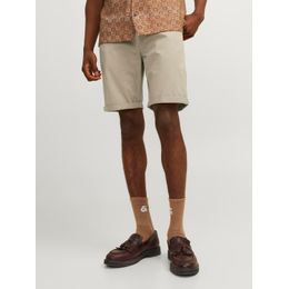 Jack & Jones Shorts JACK & JONES "JPSTRICK ORIGINAL SHORT", Herren, Gr. XS, N-Gr, beige (crockery), Web, Obermaterial: 98% Baumwolle, 2% Elasthan, unifarben, normal, Hosen Shorts