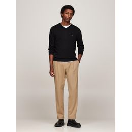 Tommy Hilfiger Herren V-Ausschnitt-Pullover "PIMA ORG CTN CASHMERE V NECK", schwarz, Gr. M, Obermaterial: 92% Baumwolle, 8% Kaschmir, Pullover