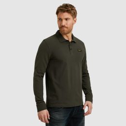 PME-Legend PME LEGEND Herren Langarm-Poloshirt, gr&uuml;n, Gr. L, unifarben, Web, Obermaterial: 95% Baumwolle, 5% Elasthan, Shirts, mit Logo Stickerei