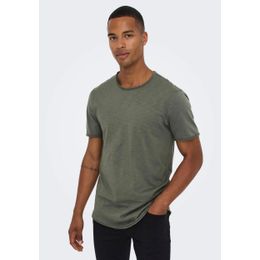 Only & Sons ONLY & SONS Herren Rundhalsshirt "ONSBENNE LONGY SS TEE NF 7822 NOOS", grau, Gr. M, unifarben, Single Jersey, Obermaterial: 100% Baumwolle, Shirts