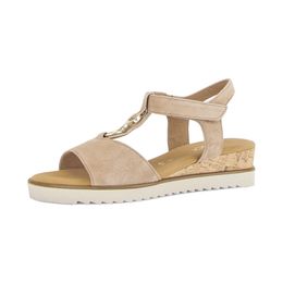 Keilsandalette Gabor "Genua", Damen, Gr. 42, sand, Ziegenveloursleder, Schuhe Keilsandalette, Sommerschuh, Komfortschuh in Weite G (=weit)