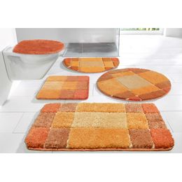 Badematte OTTO HOME, H:20mm, orange, Polyester, Badematten, "Pia, Badvorleger, Badezimmer Teppich", Badteppich, karierte Badematten, rechteckig, rund