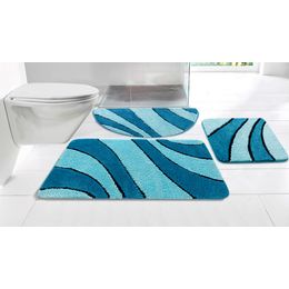 Badematte OTTO HOME, H:16mm, blau, Polyester, Badematten, "Anna, Badvorleger, Badezimmer Teppich", Badteppich, Hoch Tief Effekt, Modern, Weich, Wellen