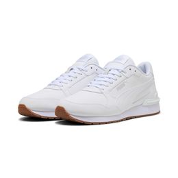 Sneaker Puma "ST RUNNER V4 L", Herren, Gr. 43, Puma wei&szlig;, glacial gray, gum, Leder, Schuhe Sneaker, mit Retro-Style, mit SOFTFOAM+ Einlegesohle, mit Gummilaufsohle, Topseller