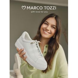 Marco Tozzi Damen Slip-On Sneaker, Gr. 39, wei&szlig;, Lederimitat, unifarben, Schuhe, Freizeitschuh, Halbschuh, Schn&uuml;rschuh mit seitlichem Logoschriftzug
