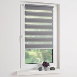 Doppelrollo Liedeco, B:45cm H:160cm, grau, Polyester, Rollos, "Klemmfix-Duo-Rollo", 1 St&uuml;ck