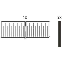 Zaundoppelt&uuml;r Alberts "Madrid", grau (anthrazit), B:300cm H:100cm, Stahl, Tore, Zaundoppelt&uuml;r, Breite: 300cm, in verschiedenen H&ouml;hen