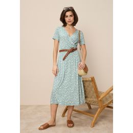 Tamaris Damen Jerseykleid "mit tailliertem Schnitt, aus flie&szlig;ender Viskose-Qualit&auml;t"salbei gebl&uuml;mt, Gr. 34, gebl&uuml;mt, Jersey, Obermaterial: 95%