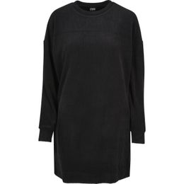 Urban Classics Damen A-Linien-Kleid "Urban Classics Damen Ladies Velvet Rib Crew Dress"schwarz, Gr. XS, unifarben, 97% Polyester, 3% Elasthan, Kleider