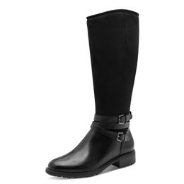Stiefel Tamaris, Damen, Gr. 39, Normalschaft, schwarz, Leder, Lederimitat, Textil, Veloursleder, unifarben, Schuhe Stiefel, Blockabsatz, Langschaftstiefel mit Touch it-Ausstattung