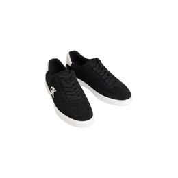 Sneaker Calvin Klein "LOW PROF CUPSOLE SU", Herren, Gr. 43, schwarz, wei&szlig;, Veloursleder, unifarben mit Farbeinsatz, Schuhe Sneaker, Schn&uuml;rschuh, Halbschuh, Freizeitsneaker mit seitlichem CK-Logo