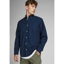 Jack & Jones JACK & JONES Herren Langarmhemd "JJEOXFORD SHIRT LS NOOS", blau, Gr. S, Web, Obermaterial: 100% Baumwolle, Hemden