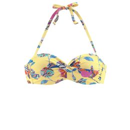 Sunseeker Damen B&uuml;gel-Bandeau-Bikini-Top "Jam", bunt, Gr. 44, bedruckt, floral, Microfaser, Bikini-Oberteile, mit Wickeloptik