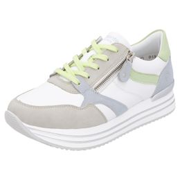 Plateausneaker Remonte, Damen, Gr. 41, wei&szlig; (wei&szlig;, pastell), Leder, Lederimitat, kontrastfarbene Details, Schuhe Plateausneaker, Freizeitschuh, Halbschuh, Schn&uuml;rschuh mit loser Soft-Einlage