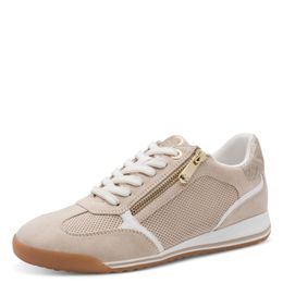 Marco Tozzi Damen Keilsneaker, Gr. 40, beige, Lederimitat, Textil, Mesh, Schuhe, Freizeitschuh, Schn&uuml;rschuh mit angesagtem Animal-Prints