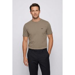 Rundhalsshirt BOSS Green "Tee", Herren, Gr. XL, light, pastel gr&uuml;n336, Single Jersey, Obermaterial: 95% Baumwolle, 5% Elasthan, regular fit h&uuml;ftlang, Rundhals, eng eingefasste Kante, Shirts Rundhalsshirt, mit gummiertem Kontrast-Logo