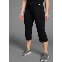 Sporthose Kangaroos, Damen, Gr. 52/54, N-Gr, schwarz, Jersey, Obermaterial: 95% Baumwolle, 5% Elasthan, unifarben, schmal 3/4-L&auml;nge, Hosen Sporthose, Gro&szlig;e Gr&ouml;&szlig;en, Topseller