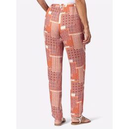 Inspirationen Damen Webhosechampagner, papaya, bedruckt, Gr. 40, 100% Viskose, Hosen