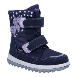Winterstiefel Richter "Husky 2.0", M&auml;dchen, Gr. 29, lila (blau, fliederfarben), Lederimitat, Textil, Glitzer, Schuhe Winterstiefel, Klettschuh mit Blinkfunktion, Gr&ouml;&szlig;enschablone zum Download