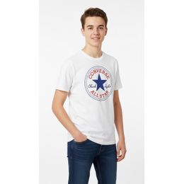 Converse Jungen Kurzarmshirt "f&uuml;r Kinder", wei&szlig;, Gr. 146, bedruckt, unifarben, Stoff, Obermaterial: 100% Baumwolle, Shirts, Kurzarm, sportlicher
