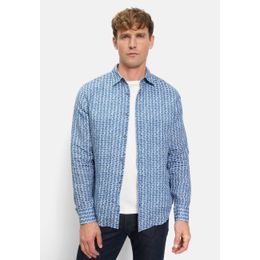 OLYMP Herren Langarmhemd "OLYMP Casual, regular fit, Kent"blau, Gr. M, 100% Leinen, Hemden