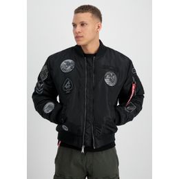 Bomberjacke Alpha Industries "MA-1 Patch", Herren, Gr. S, schwarz (schwarz, schwarz), Obermaterial: 100% Nylon; Futter: 100% Nylon; F&uuml;llung: 100% Polyester, Jacken Bomberjacke